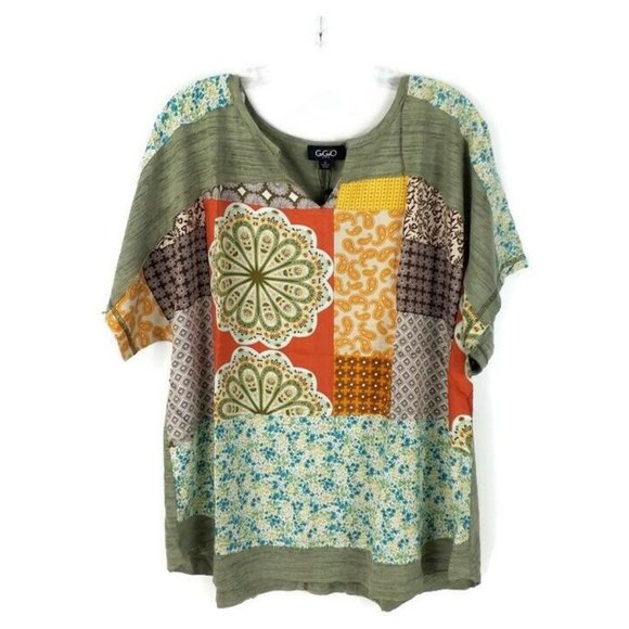 Gigio | Tops | Gigio Usa Boutique Sage Floral Mixed Print Short Sleeve ...